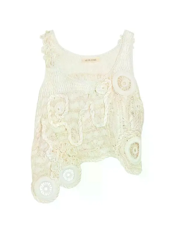 HEIRLOME Crochet-knit Asymmetric Top - Neutrals