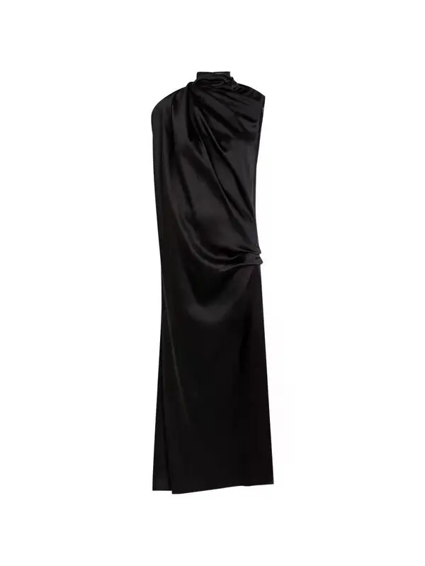 HEIRLOME Kate Draped Asymmetric Midi Dress - Black