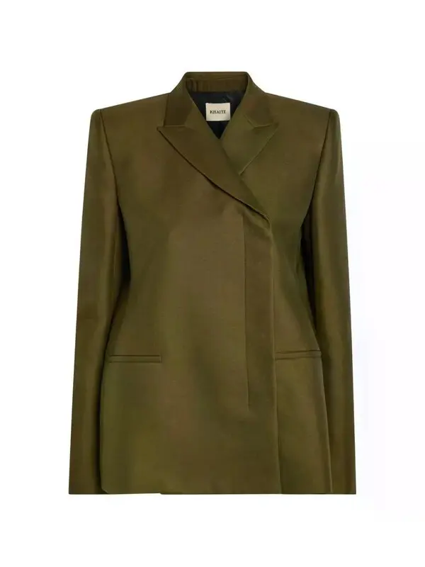 Khaite Silvannah Peak-lapel Wrap-front Blazer - Green