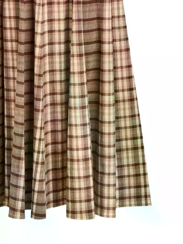 Staud Wells Plaid Sleeveless Midi Dress - Brown