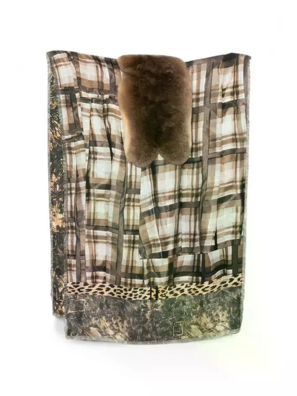 PIERRE-LOUIS MASCIA Check Leopard-print Scarf - Neutrals