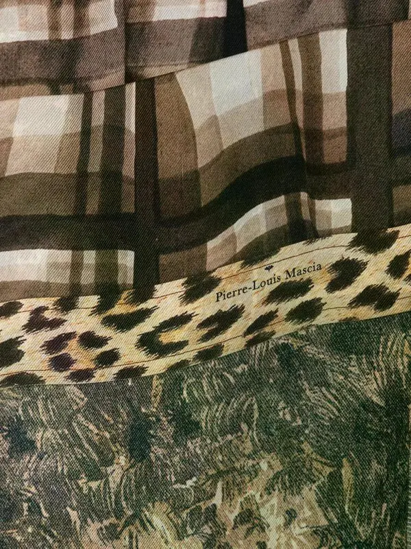 PIERRE-LOUIS MASCIA Check Leopard-print Scarf