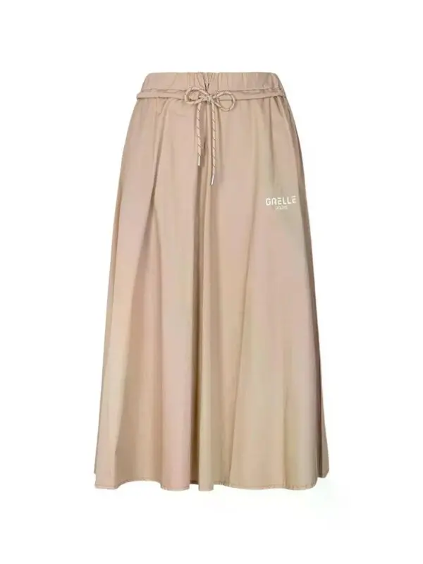 GAELLE PARIS Drawstring-waist Logo-print Midi Skirt - Neutrals