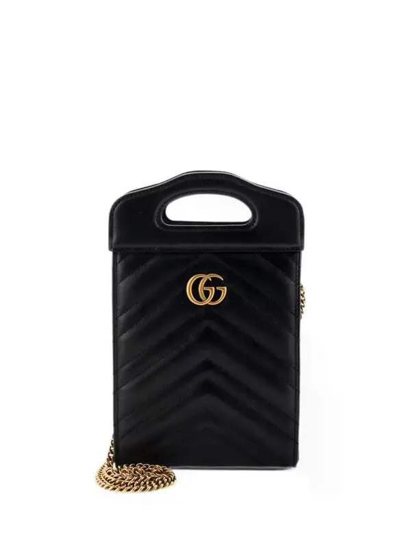 Gucci Matelassé Leather Mini Convertible Chain Tote - Black