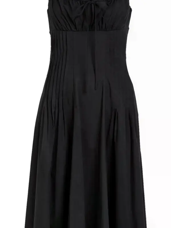Staud Margi Ruched Pintuck-detail Midi Dress - Black