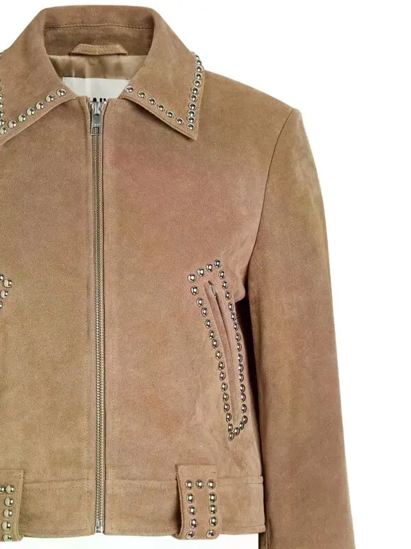 Staud Hugo Stud-embellished Suede Jacket - Brown