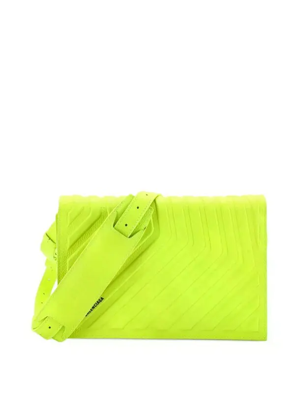 Balenciaga Embossed Leather Crossbody Bag With Strap - Green