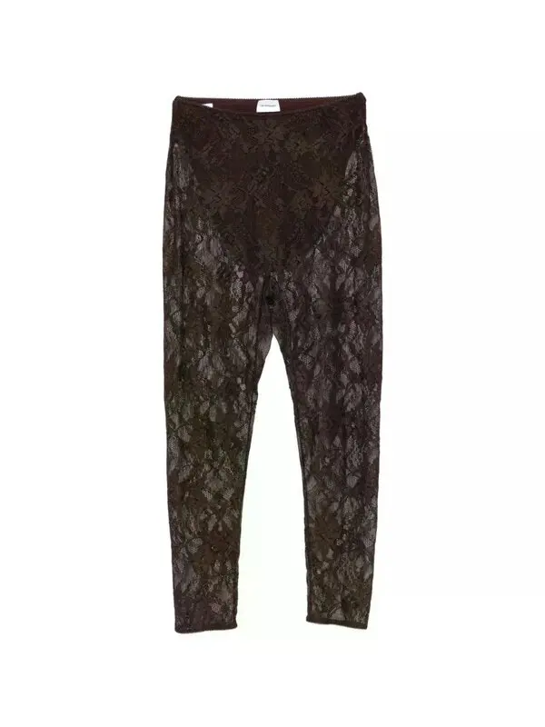 Andamane Loli Lace-pattern Cropped Leggings - Brown