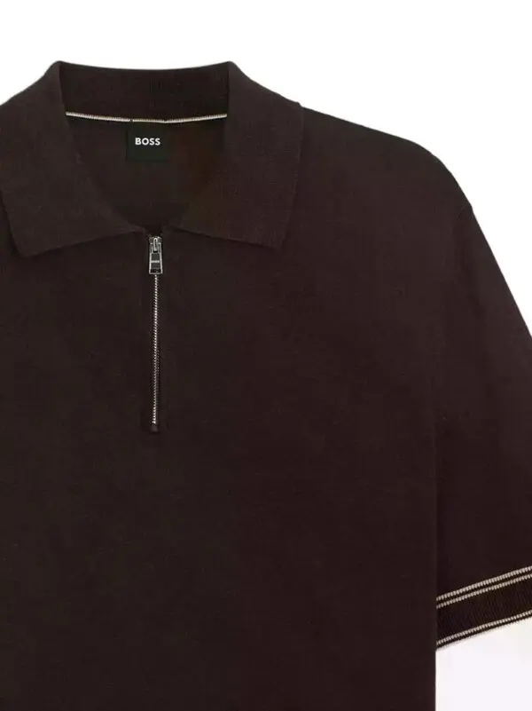 BOSS Zip-fastening Tipped Polo Shirt - Brown
