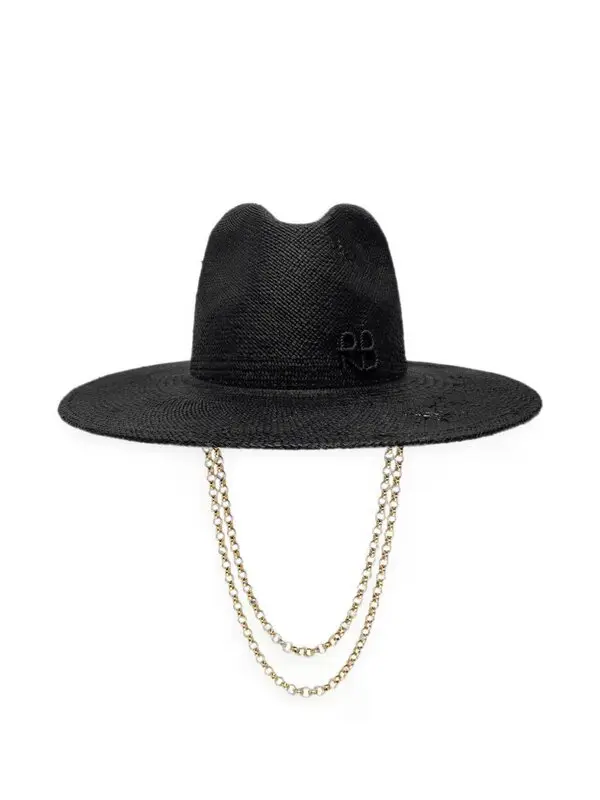 Ruslan Baginskiy Double-chain-strap Straw Fedora Hat