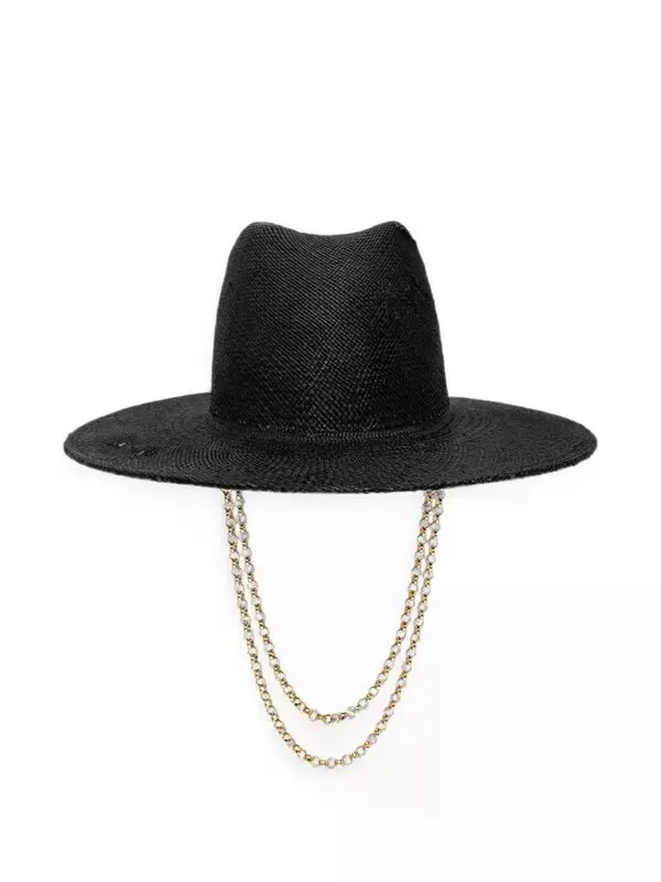 Ruslan Baginskiy Double-chain-strap Straw Fedora Hat