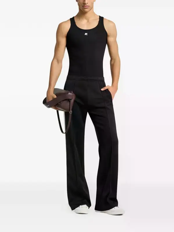 COURREGES Side-stripe Pintuck Track Pants - Black