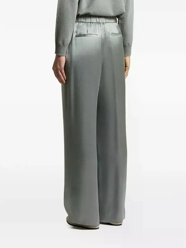Peserico Pleat-detail Satin-finish Wide Leg Trousers