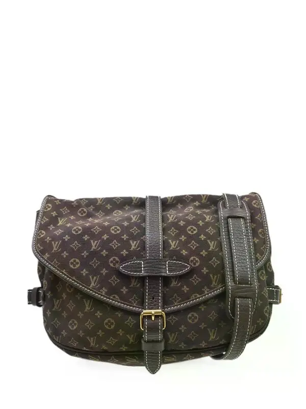 LOUIS VUITTON Monogram Mini Lin Saumur Messenger Bag - Brown
