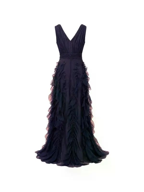 Marchesa Ruffled Silk-organza Maxi Gown