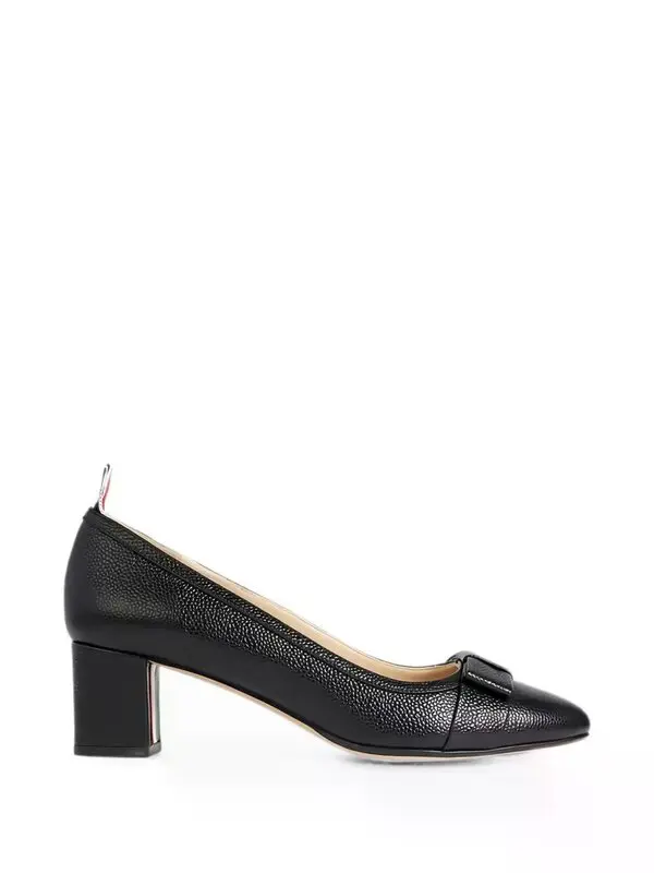 Thom Browne Bow-detailed Pebbled-leather Pumps - Black