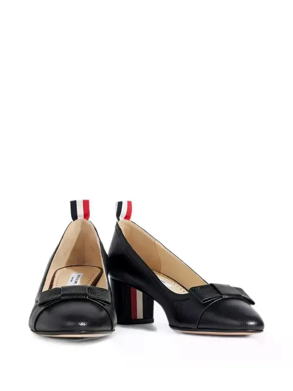 Thom Browne Bow-detailed Pebbled-leather Pumps