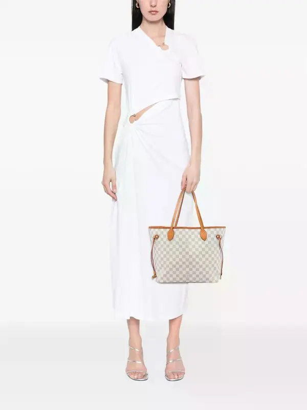 LOUIS VUITTON 2018 Damier Azur Neverfull Mm Tote Bag - White