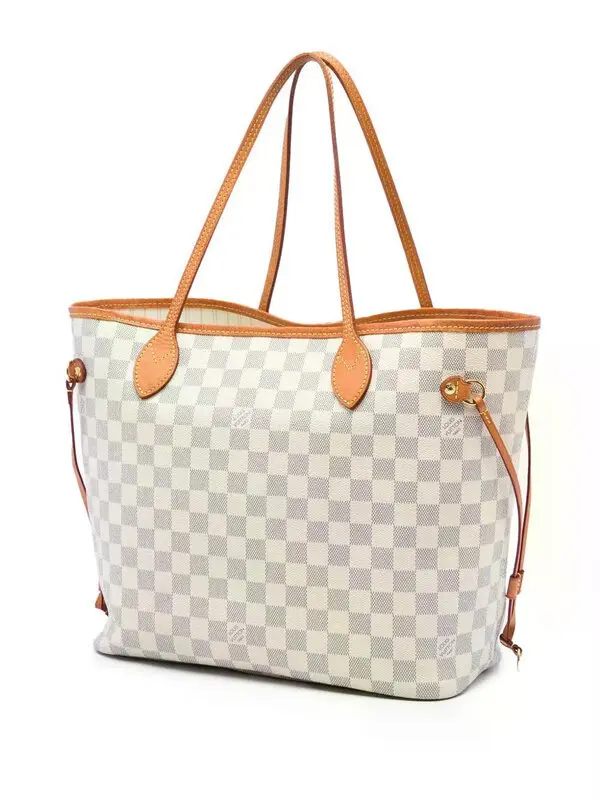 LOUIS VUITTON Damier Azur Neverfull Mm Tote Bag - White