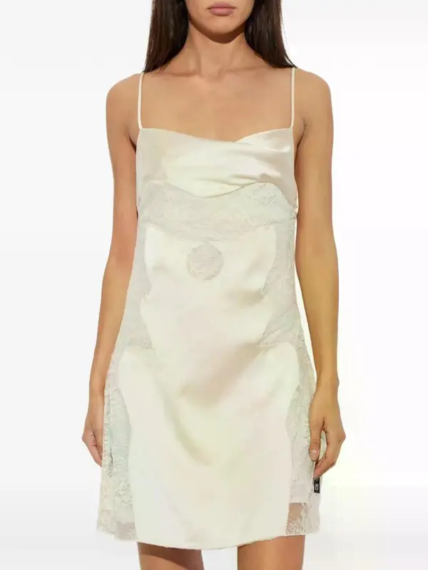 Off-White Lace-insert Satin Dress