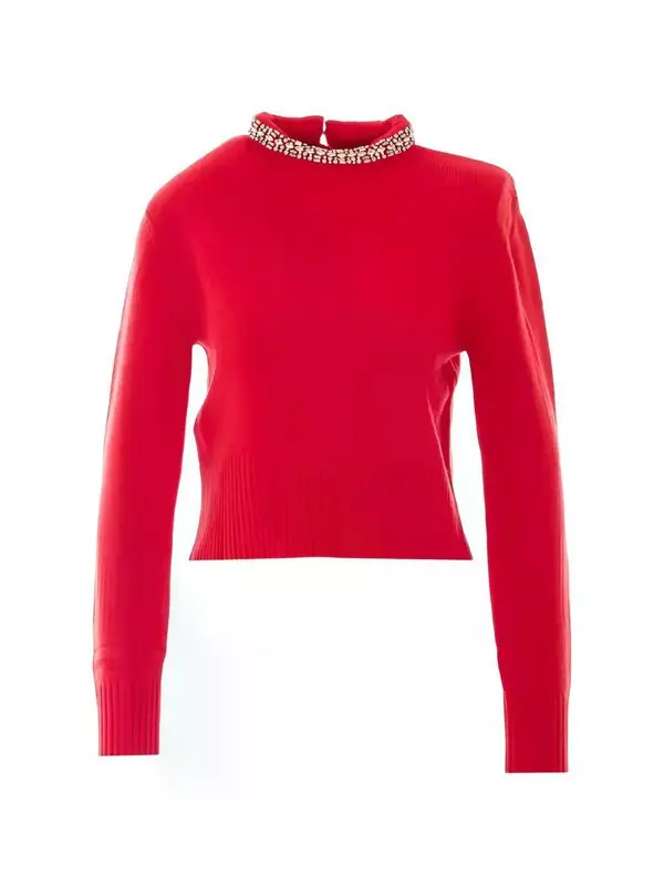 Pinko Crystal-embellished Mock-neck Sweater - Red