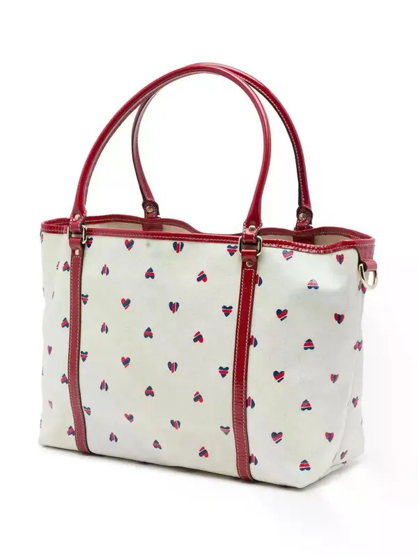 Gucci Gg Supreme Hearts Joy Tote Bag - White