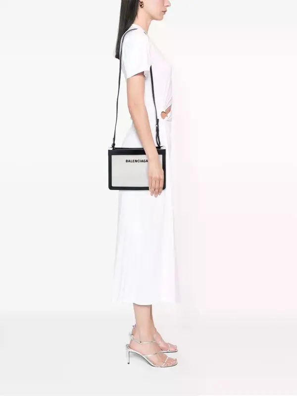 Balenciaga 2019 Canvas Navy Pochette M Crossbody Bag - Black