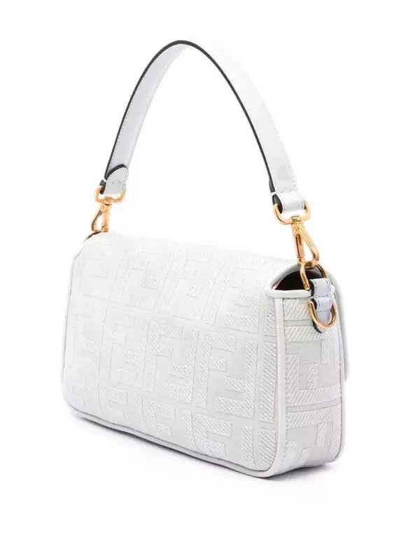 Fendi Zucca Embroidered Canvas Baguette Satchel