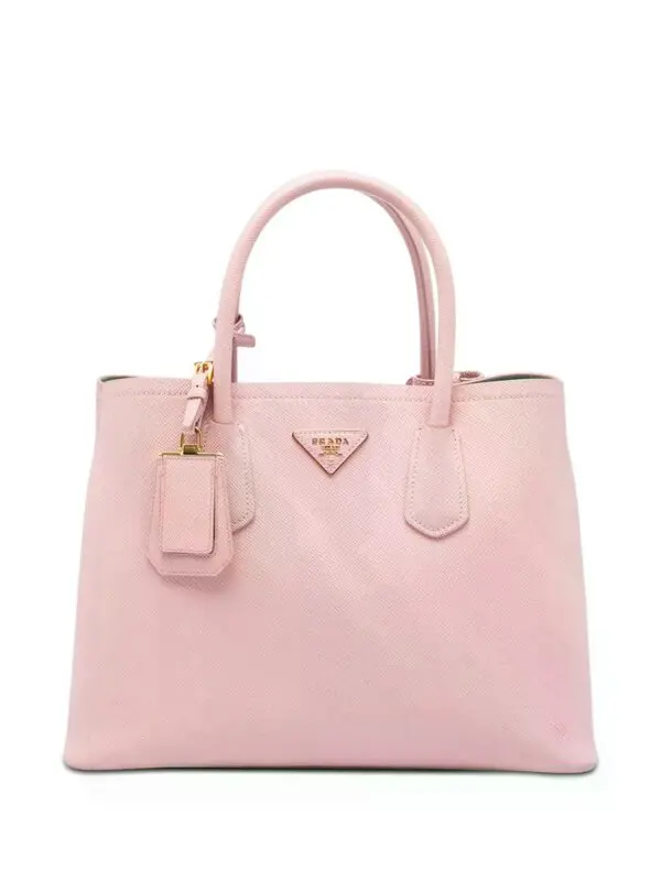 Prada 2010-2026 Medium Saffiano Cuir Double Satchel - Pink
