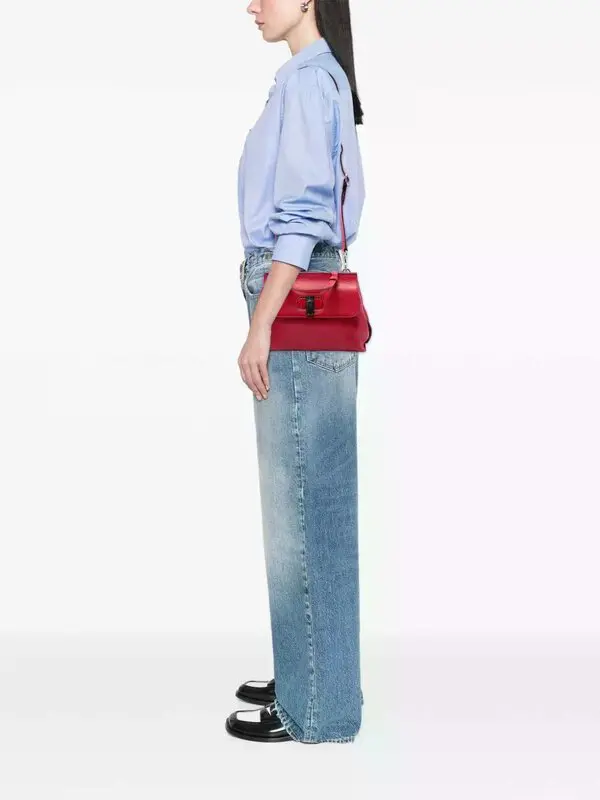 Gucci Calfskin Bamboo Satchel - Red