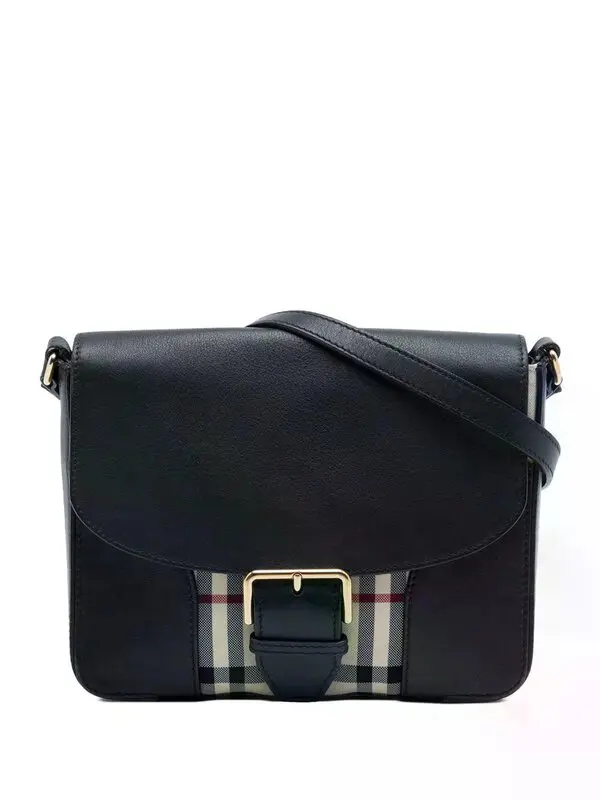 Burberry 2000-2017 Small Haymarket Check Nylon And Leather Dickens Crossbody Bag - Black
