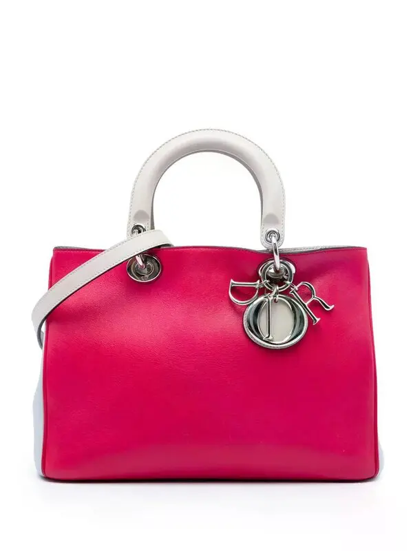 Dior 2013 Medium Tricolor Calfskin Diorissimo Tote Satchel - Pink