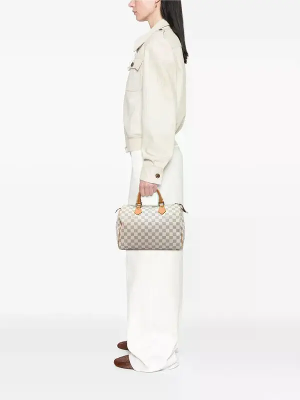 LOUIS VUITTON Damier Azur Speedy 30 Boston Bag - White