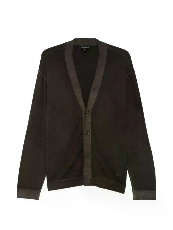 Emporio Armani V-neck Virgin-wool Cardigan - Green