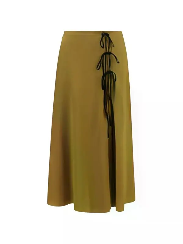GANNI Satin Midi Skirt - Brown