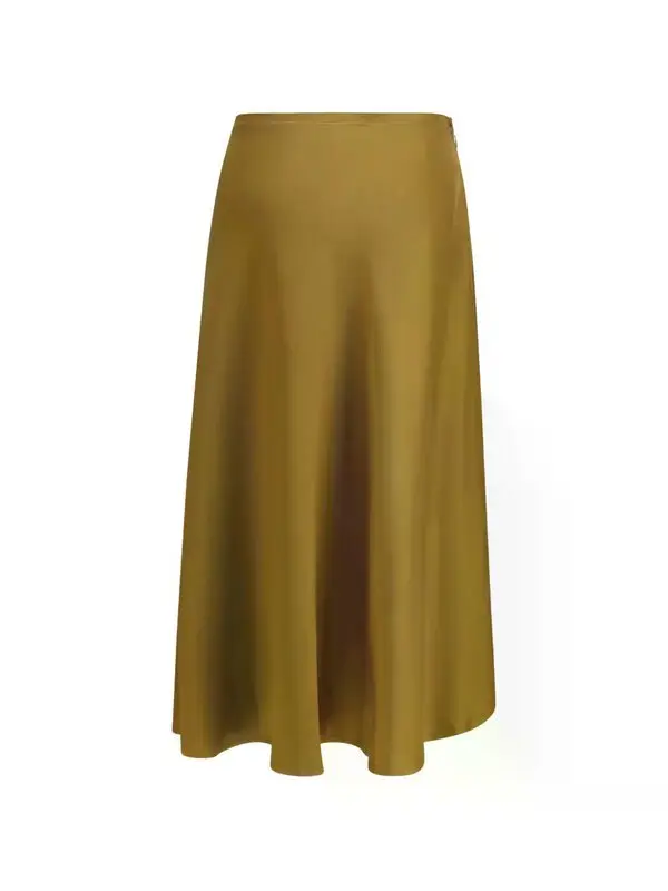 GANNI Satin Midi Skirt With Front Tie Detail - Brown