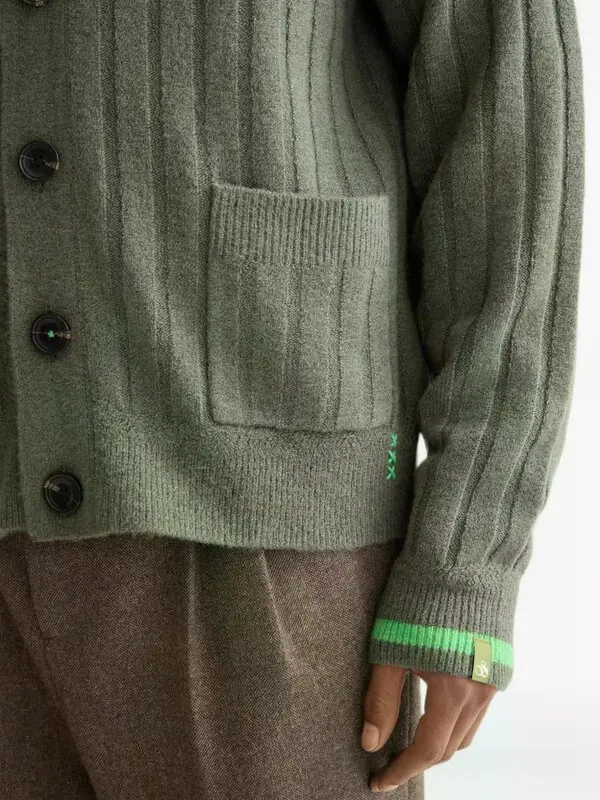 Scotch & Soda Ribbed-knit Patch-pocket Cardigan