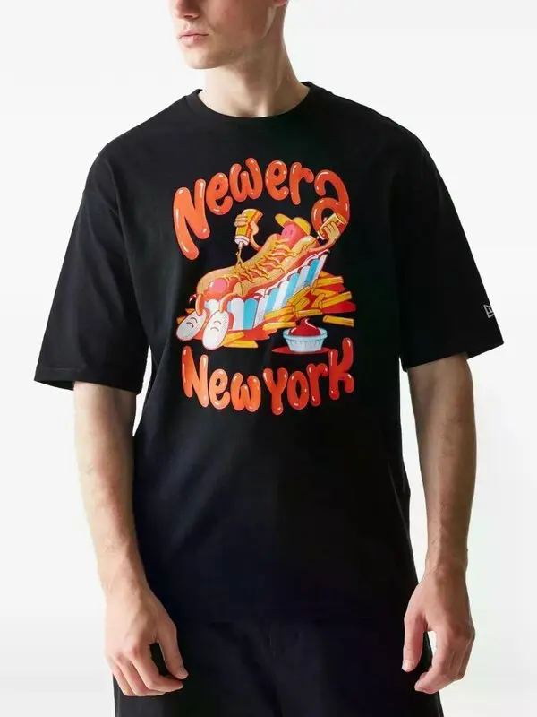New Era Hotdog Graphic-print Oversized T-shirt - Black