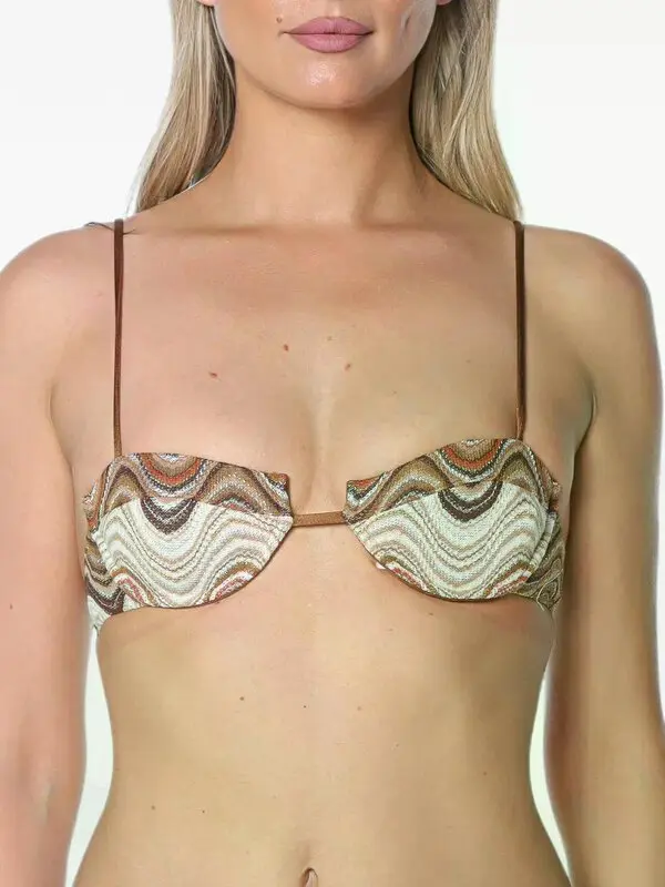 MC2 SAINT BARTH Salina Wave-pattern Bikini Top - White