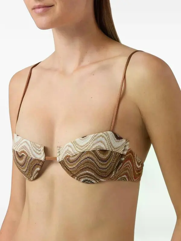 MC2 SAINT BARTH Salina Wave-pattern Bikini Top - White