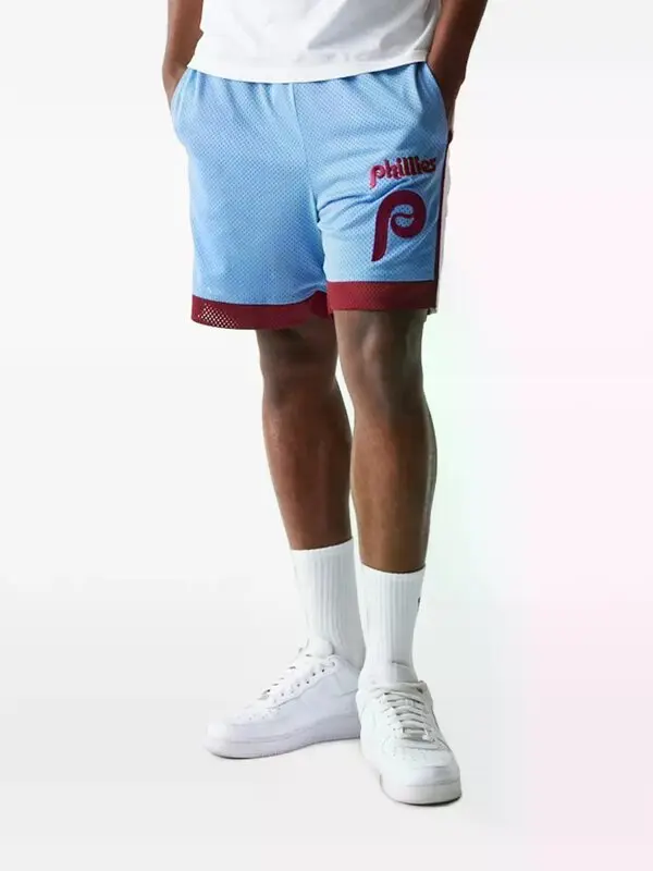 New Era Phillies Mlb Logo-embroidered Mesh Shorts - Blue