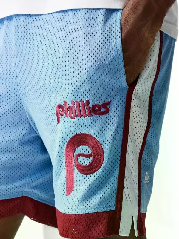 New Era Phillies Mlb Logo-embroidered Mesh Shorts