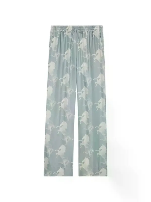 Stella McCartney Horse-print Silk Drawstring Trousers - Blue