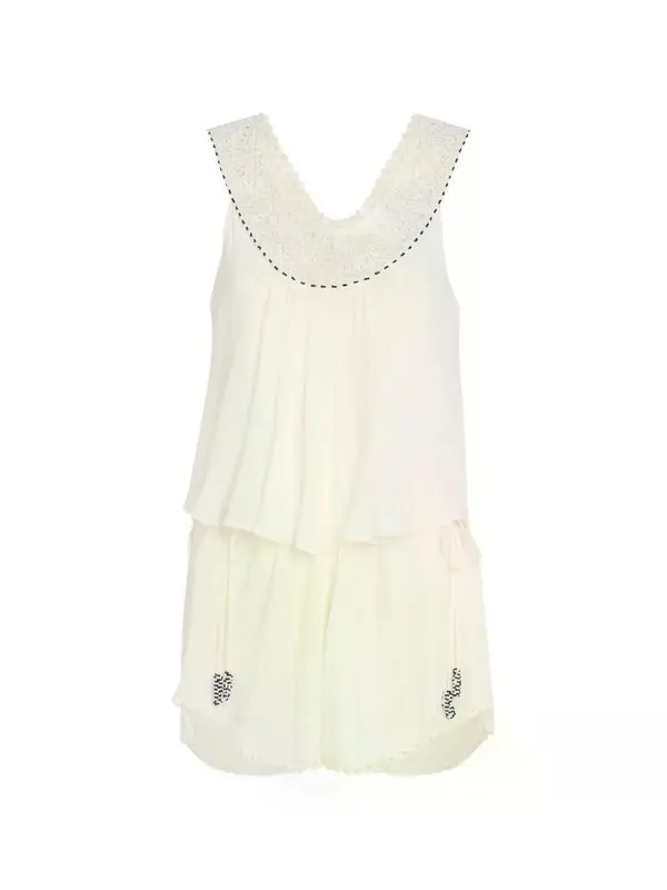 Isabel Marant Étoile Nilany Lace-panel Pleated Playsuit - Neutrals