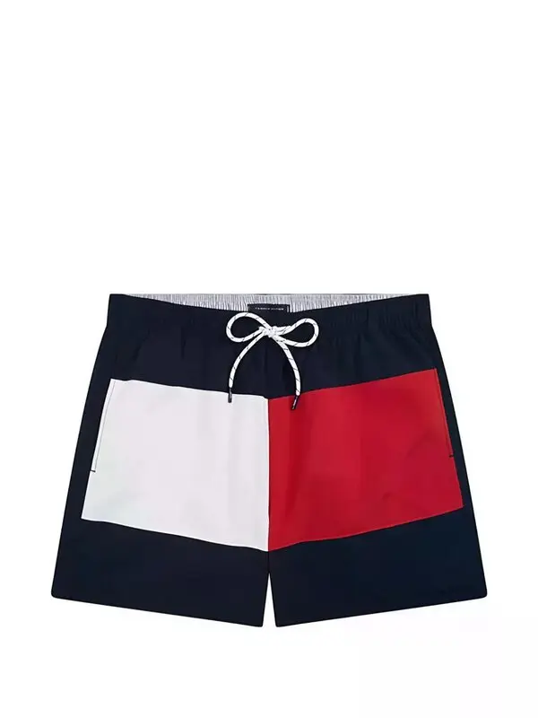 Tommy Hilfiger Colour-block Drawstring Swim Shorts - Blue