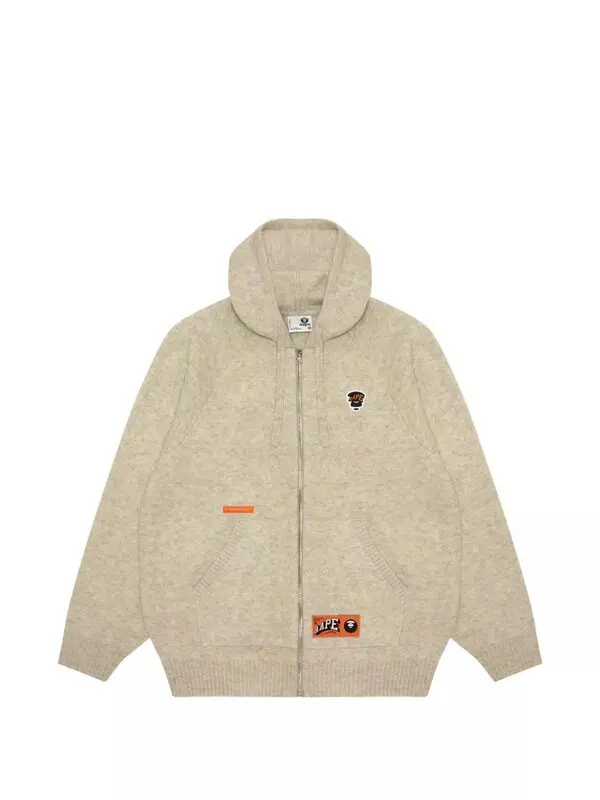 AAPE BY *A BATHING APE Moonface Logo-embroidered Hoodie - Neutrals