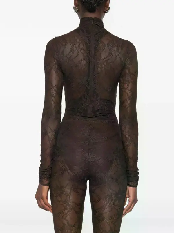 Andamane Ziggy Lace-pattern High-neck Bodysuit