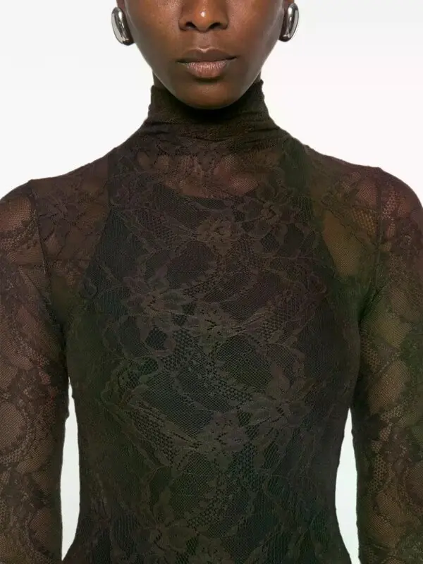 Andamane Ziggy Lace-pattern High-neck Bodysuit