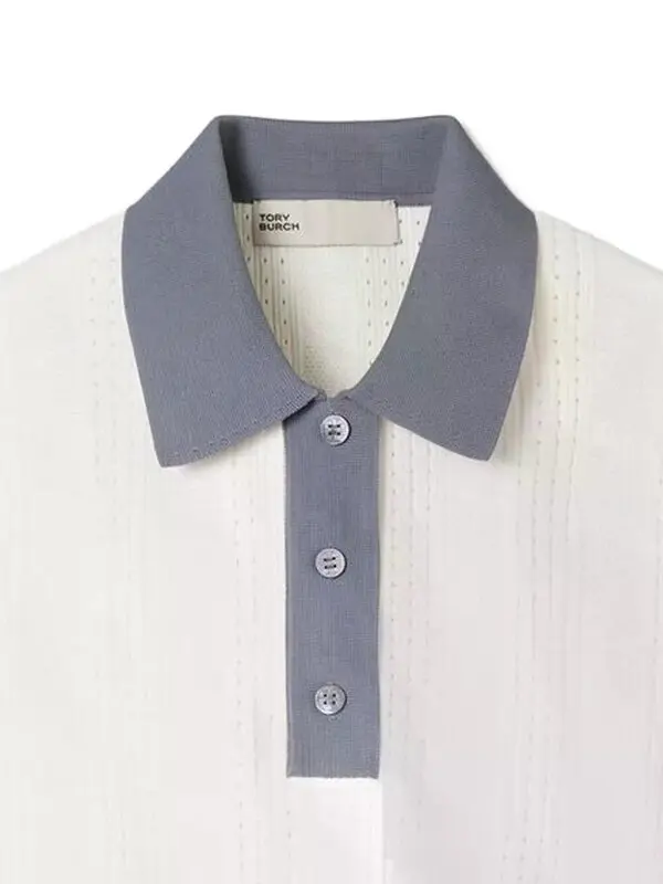 Tory Burch Pointelle Knit Polo Top