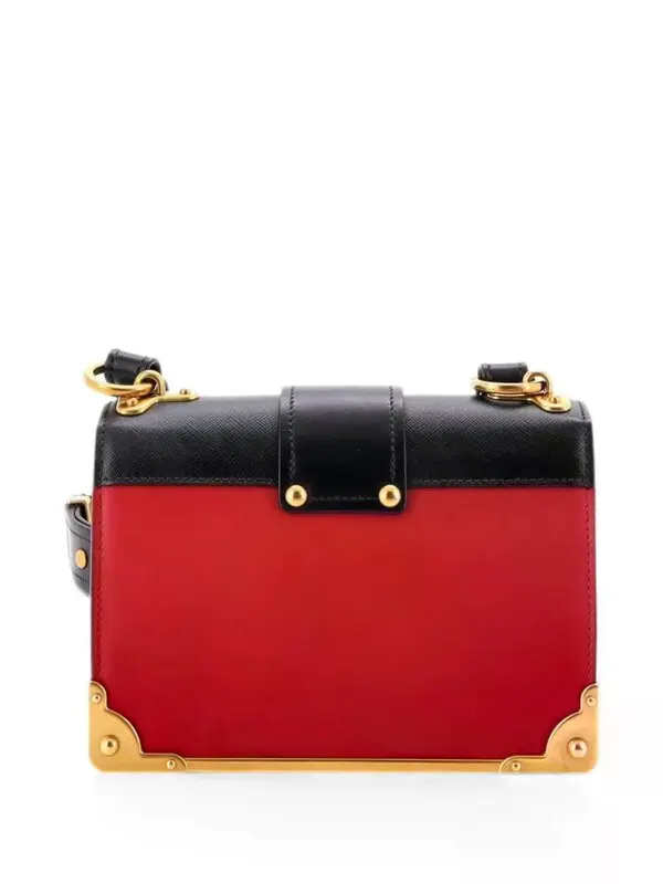 Prada Cahier Leather And Saffiano Leather Small Crossbody Bag - Red